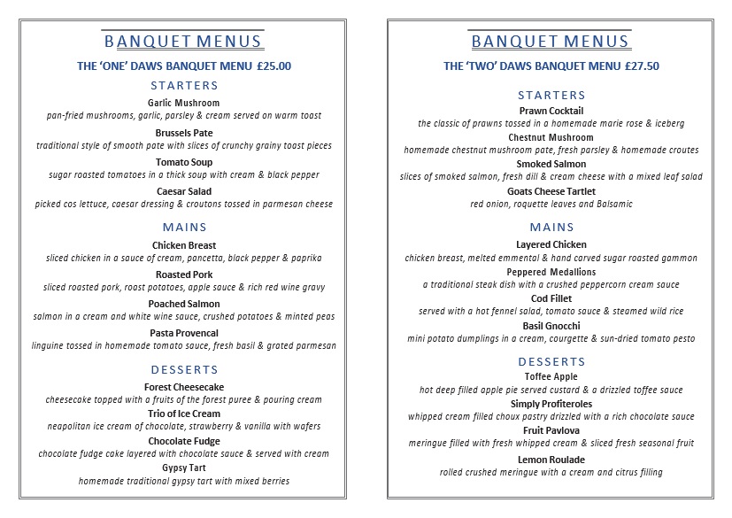 Function Room Menu - Three Daws